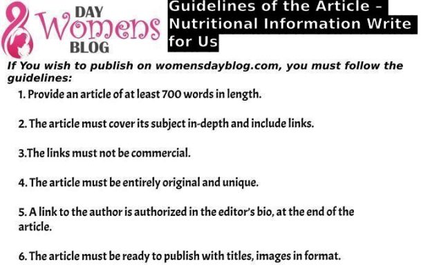 Nutritional Information Write For Us - Contribute and Submit Post